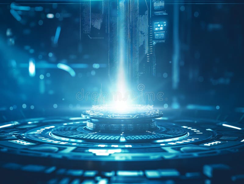 Futuristic Data Stream Platform Stock Image - Image of quantum, circuit ...