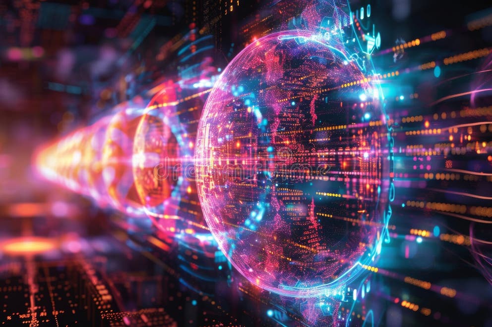 Futuristic Data Stream Technology Network Ai Connection Abstract ...