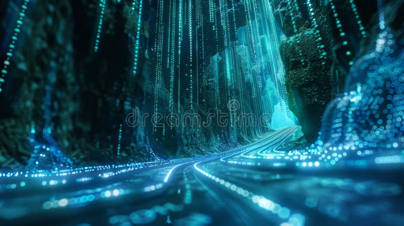 Futuristic Data Stream Tunnel, Generative AI Stock Image - Image of ...