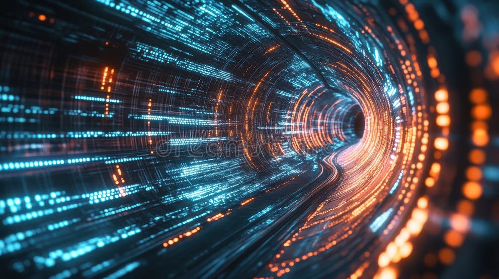 Futuristic Data Stream Tunnel with Vibrant Technology Lights. Big Data ...