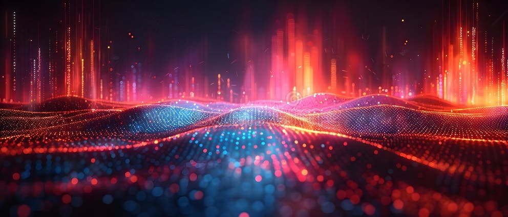 Futuristic Data Stream Visualization in Neon Palette. Concept Data ...