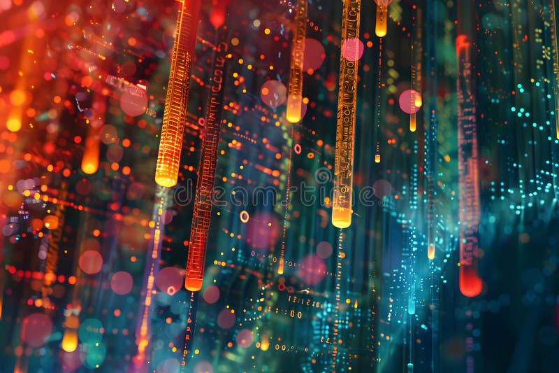 Futuristic Data Streaming with Digital Coding Lines. Illustration Stock ...