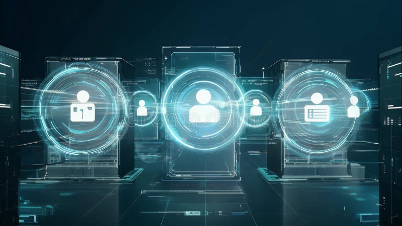 Futuristic Data Streams Flowing between Holographic Servers, Visualizing a Secure Cloud ...