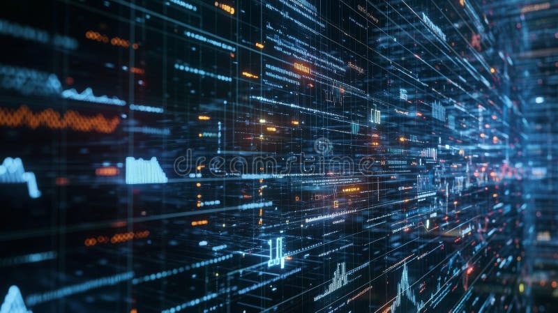 Futuristic Data Streams in a High-tech Environment Stock Photo - Image ...