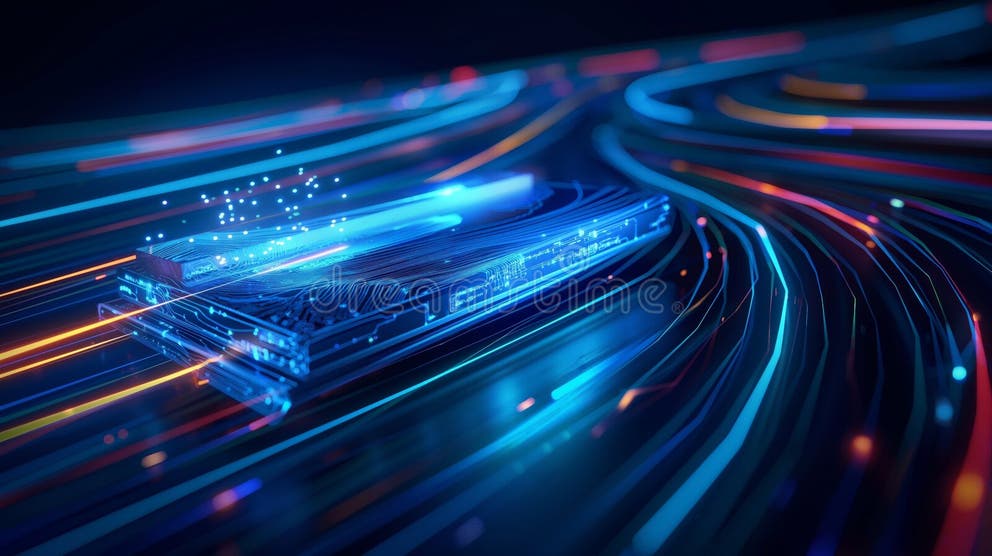 Futuristic Data Transfer Visualization Stock Photo - Image of lines ...