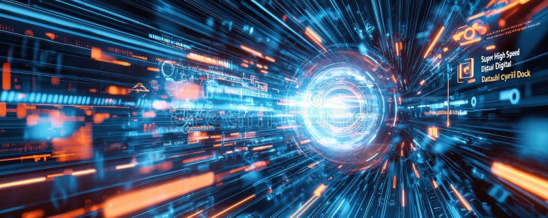 Futuristic Data Transfer Visualization with High Speed and Glowing Neon ...