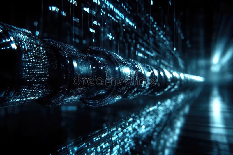Futuristic Data Transmission in a Digital Network Tunnel Stock ...
