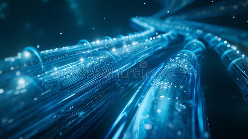 Futuristic Data Transmission Tubes Stock Photo - Image of virtual, code ...