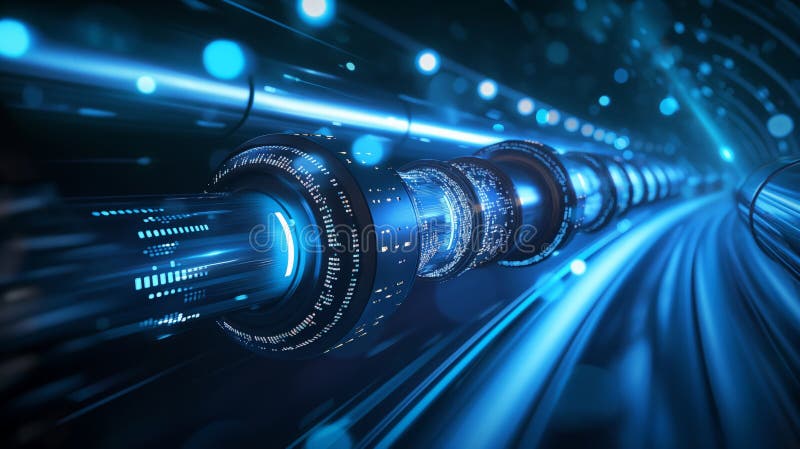 Futuristic Data Transmission Tunnel Stock Image - Image of tunnel ...