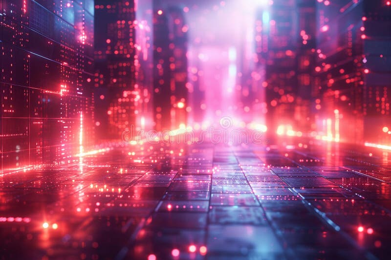 Futuristic Data Tunnel Visualization Depicting High-Speed Information ...