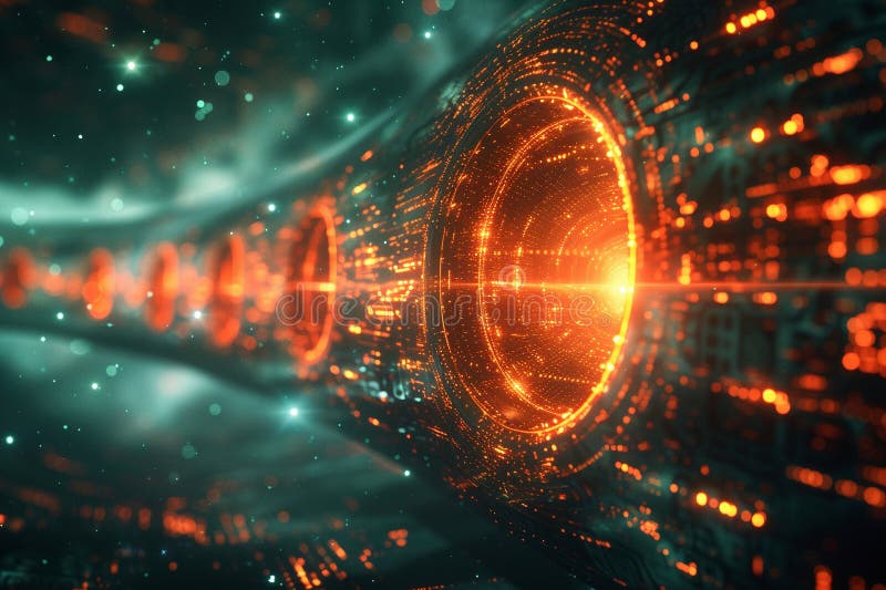 Futuristic Data Tunnel Visualization Depicting High-Speed Information ...