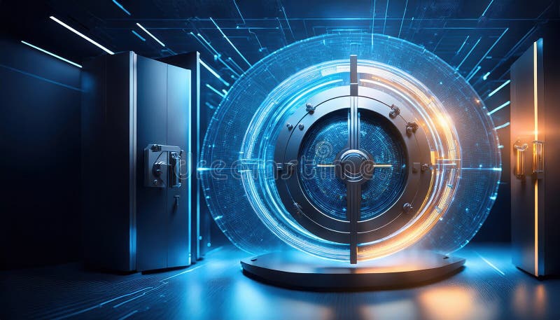 Futuristic Data Vault with Holographic Display, Showcasing Advanced ...