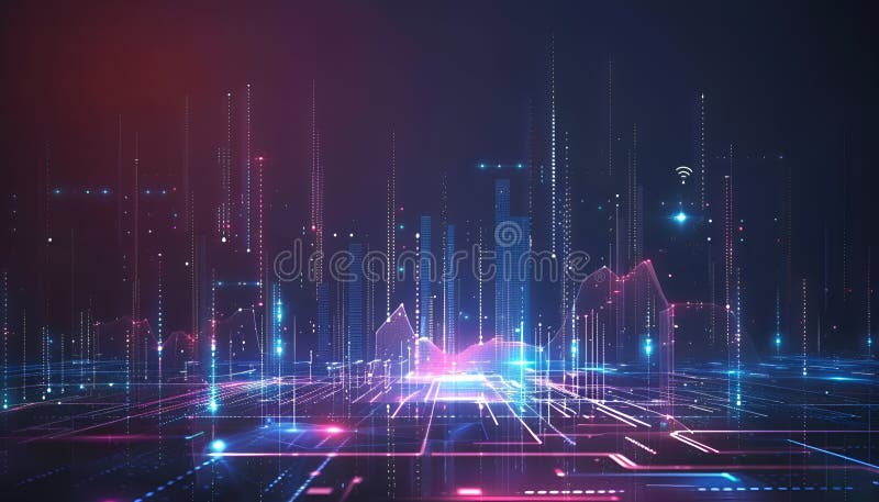 Futuristic Data Visualization with Abstract Technology Background Stock ...