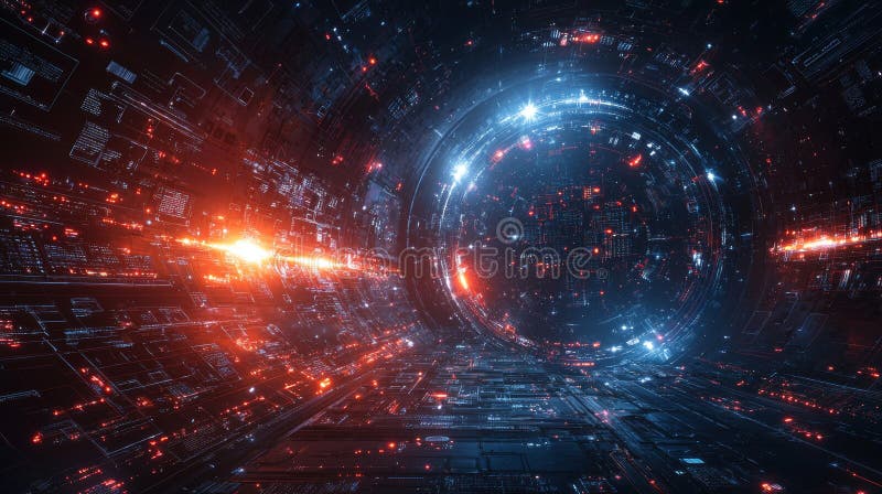 Futuristic Data Visualization with AI Algorithms Stock Illustration - Illustration of network ...