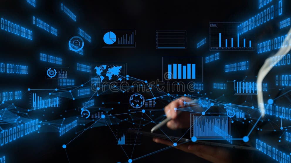 Futuristic Data Visualization and Analytics Concept with Charts, Graphs, and Technology ...