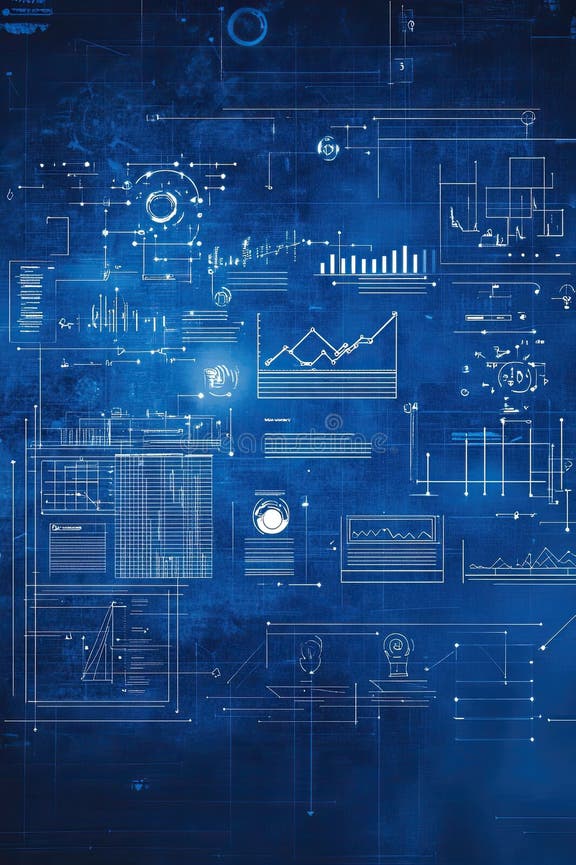 Futuristic Data Visualization with Charts and Graphs in Blue Tones ...