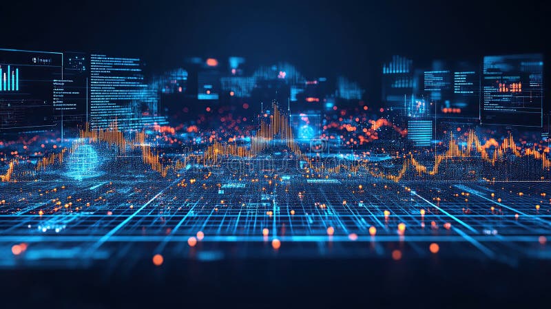 Futuristic Data Visualization, Complex Network of Interconnected Digital Information Streams ...