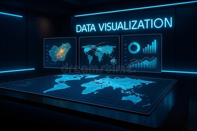 Futuristic Data Visualization Concept with Interactive Display Showing ...