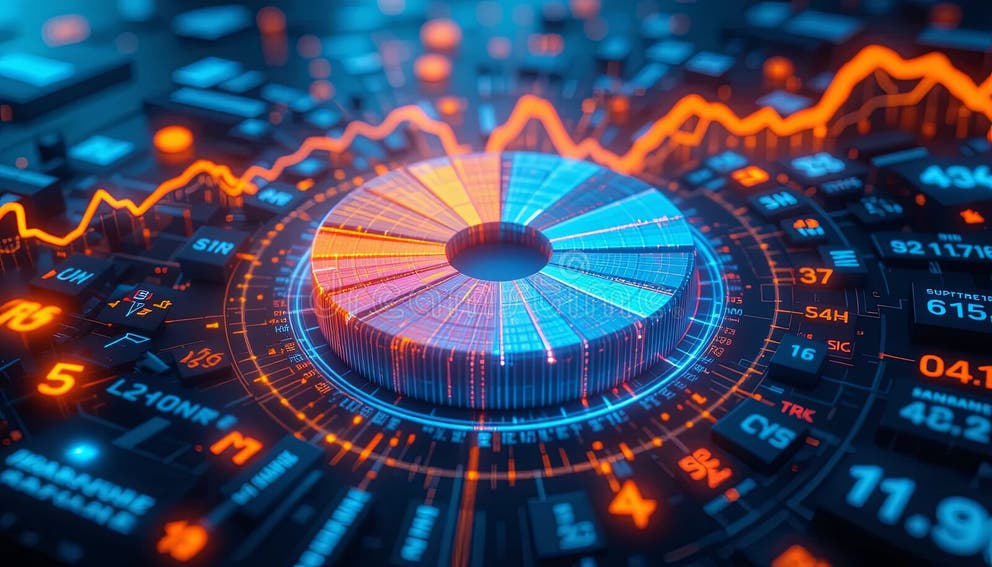 Futuristic Data Visualization: 3D Pie Chart with Dynamic Stock Market ...
