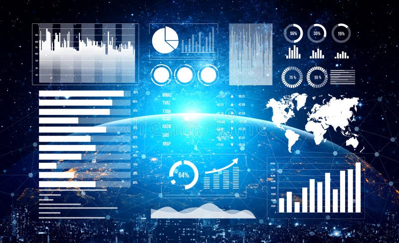Futuristic Data Visualization Dashboard with Charts, Graphs, and Analytics for Business Insights ...