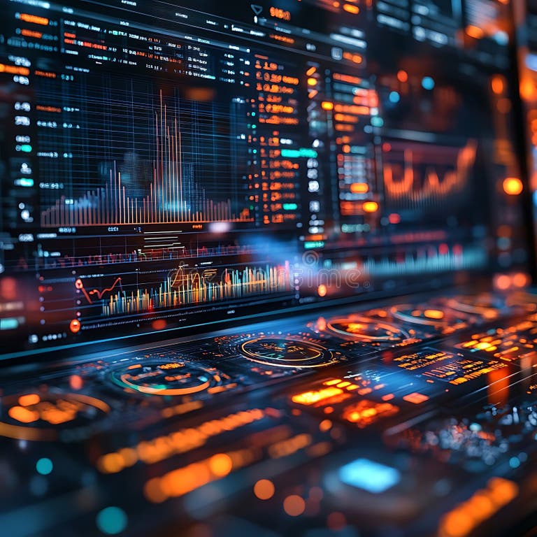 Futuristic Data Visualization Dashboard with Charts and Graphs Stock ...