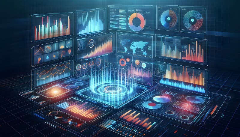 Futuristic Data Visualization Dashboard Ai Generative Stock Illustration - Illustration of ...
