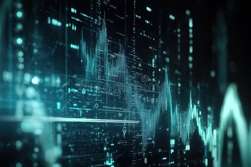 Futuristic Data Visualization Depicting Sound Waves and Digital ...