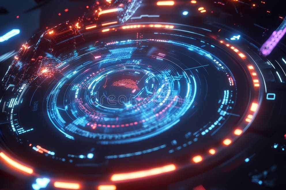 A Futuristic Data Visualization, Displaying Glowing AI-driven Digital Charts, Pulsating ...