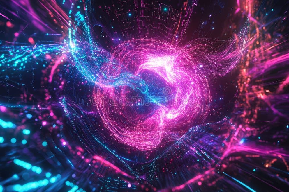 A Futuristic Data Visualization, Displaying Glowing AI-driven Digital ...