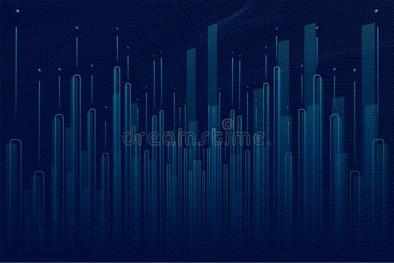 A Futuristic Data Visualization with Glowing Blue Bars Representing ...
