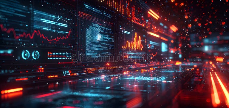 Futuristic Data Visualization: Illuminated Screens and Dynamic Charts ...