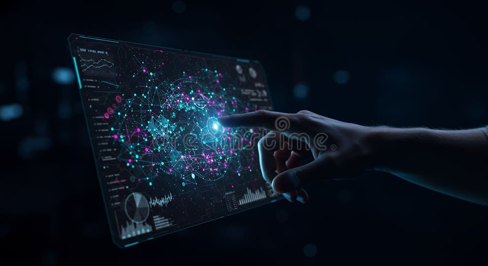 Futuristic Data Visualization: Interactive Network Analysis on Holographic Display Stock ...