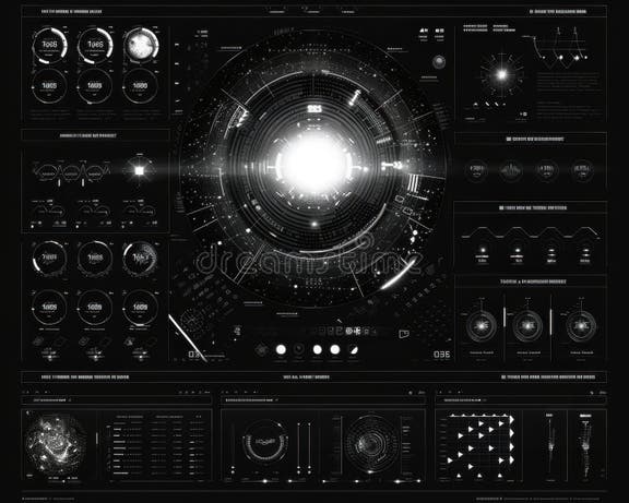 Futuristic Data Visualization Interface with Bright Center Point Stock ...