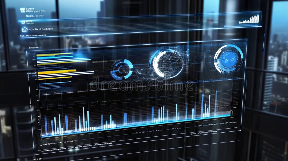 Futuristic Data Visualization Interface Displaying Analytics and ...