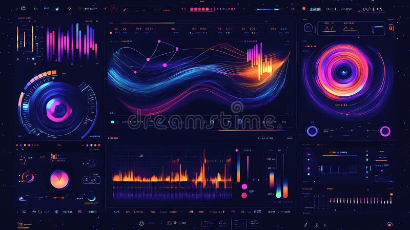 Futuristic Data Visualization Interface Neon Display Stock Illustration - Illustration of style ...