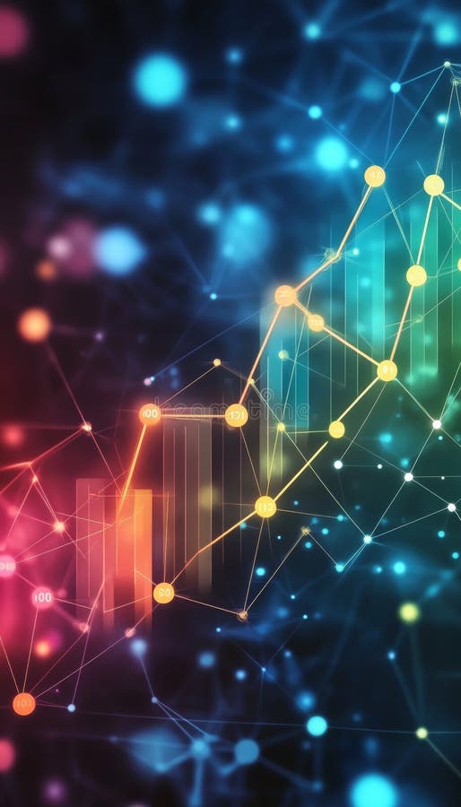 Futuristic Data Visualization with Line Charts and Bar Graphs for Technology and Finance ...