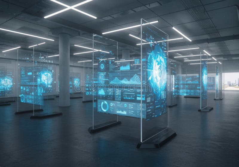 Futuristic Data Visualization in Modern Interior Stock Illustration ...