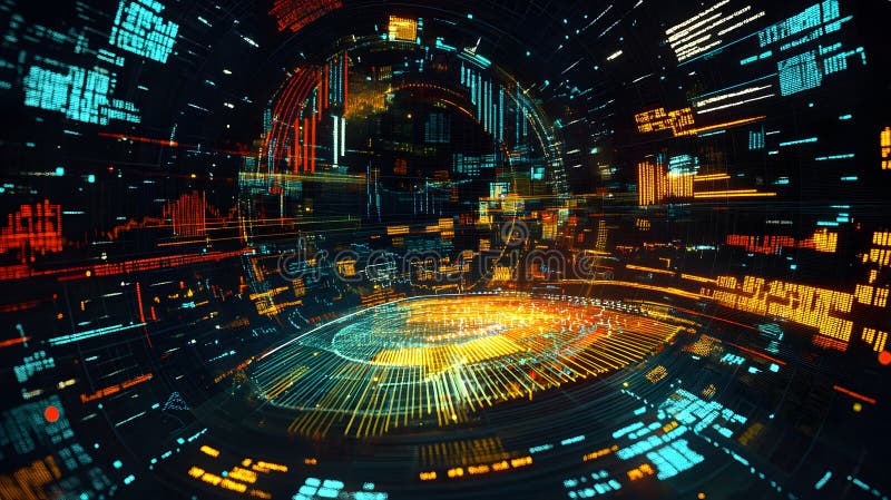 Futuristic Data Visualization with Neon Colors Stock Image - Image of ...