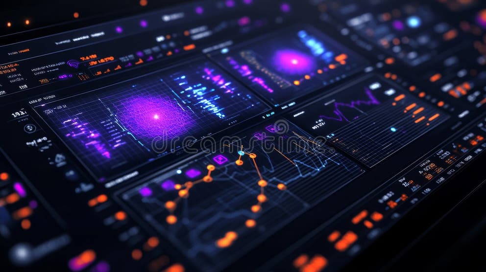 Futuristic Data Visualization Screen Displays Complex Information Stock ...