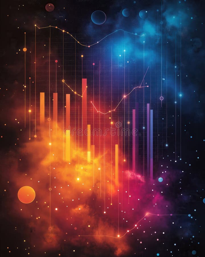 Futuristic Data Visualization with Space and Nebula. Stock Photo ...