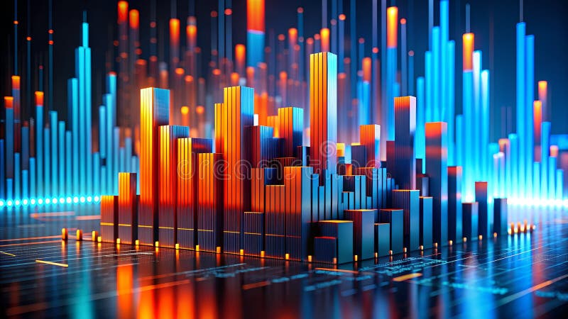 Futuristic Data Visualization with Towering 3D Bar Graphs in Neon ...
