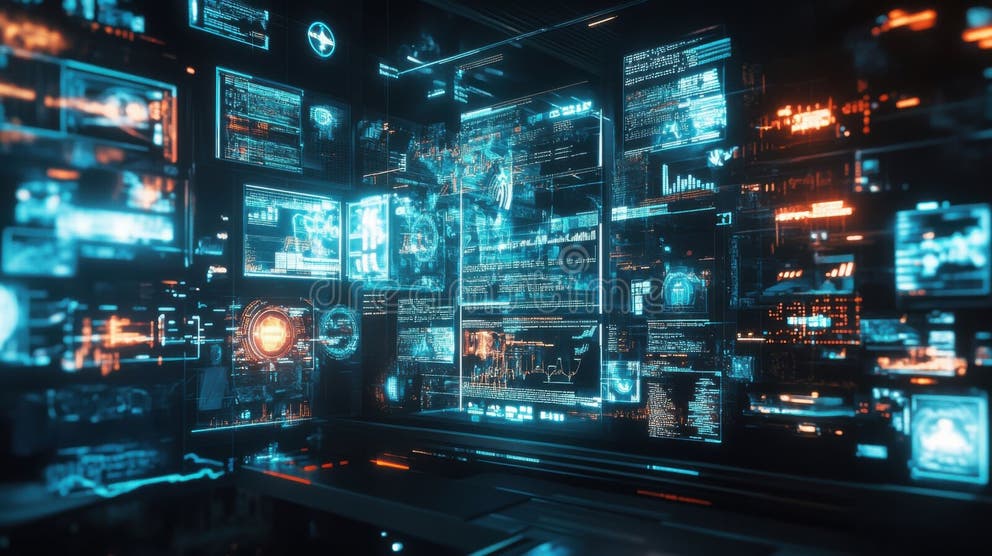 Futuristic Data Visualization Wall. AI Generated Stock Illustration ...