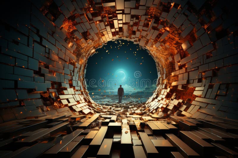 Futuristic Data Wave Emerging from Keyhole in Real Life Setting on ...