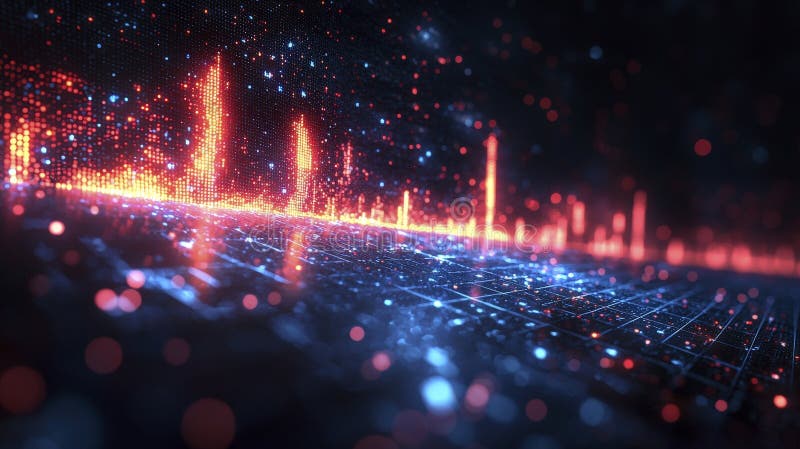 Futuristic Data Wave with Neon Light Effects Stock Illustration ...