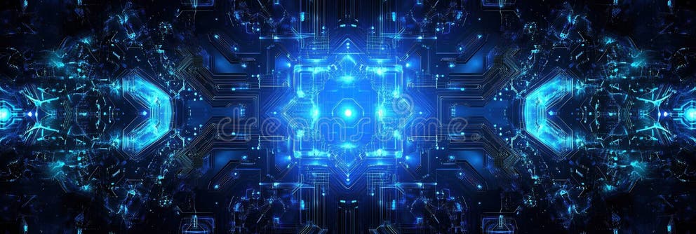 Futuristic Deep Blue Neural Network Patterns with a Central Node ...