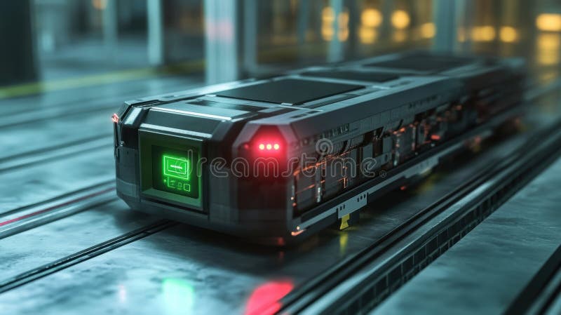Futuristic Delivery Robot Moving on Automated Conveyor Belt in ... Futuristic Delivery Robot Moving on Automated Conveyor Belt in ...
