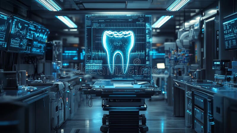 Futuristic Dental Technology Lab with Holographic Tooth Generative AI ...