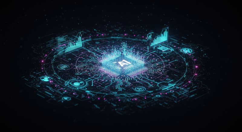 AI Technology: Futuristic Chip Stock Illustration - Illustration of ...
