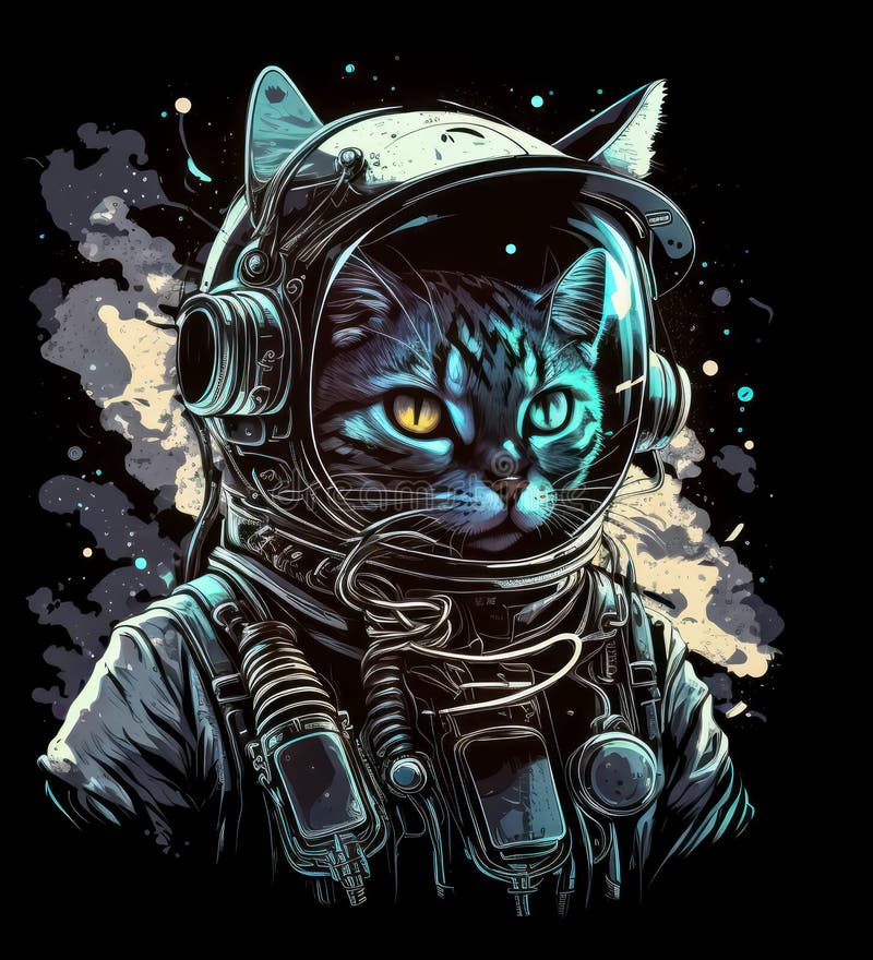Cat in a Space Military Uniform. AI Generated Stock Illustration ...