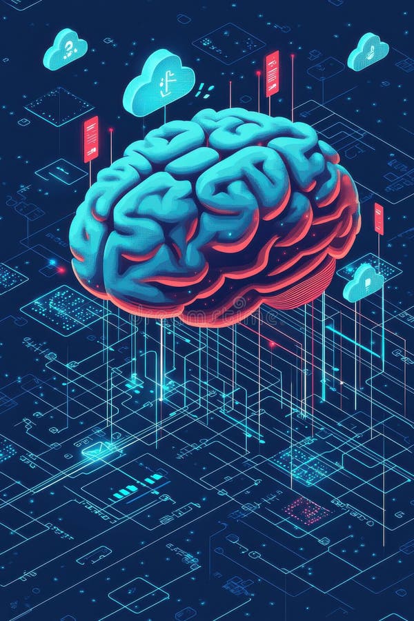 Digital Brain with Glowing Neural Networks and Lines Connecting in a ...